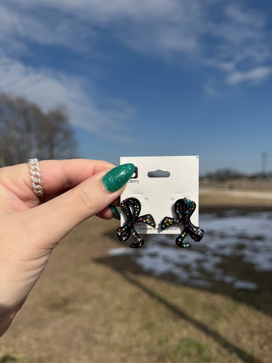 Bedazzled Bow Earrings (2 colors) – Bella-Breez Boutique